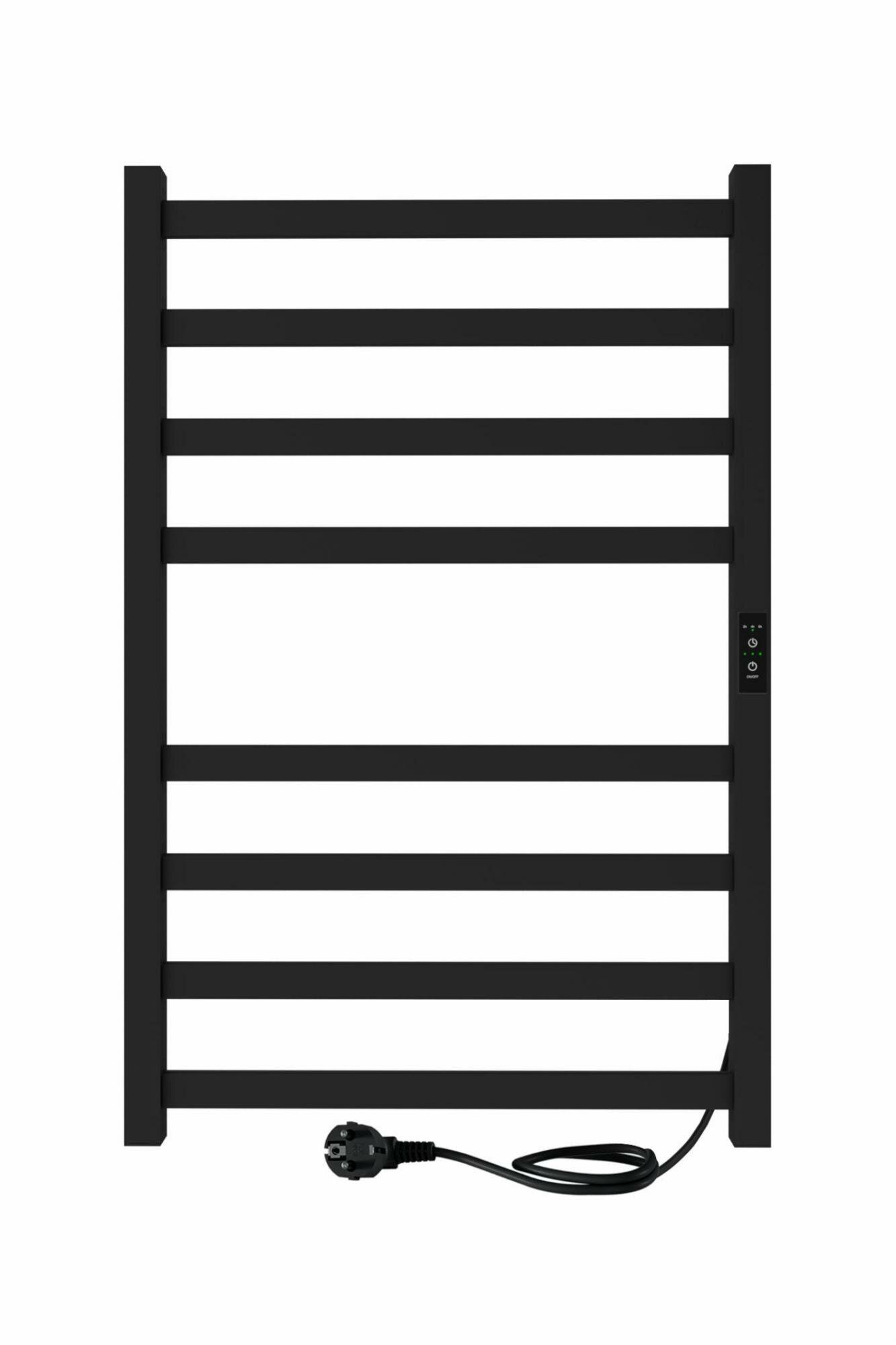 Полотенцесушитель электрический 800х500 INDIGO Oktava Slim 3 (LСLOKS3E80-50BRRt) универсальное подключение, черный