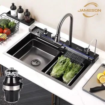 Мойка для кухни JAMESON Многофункциональный с Измельчитель бытовых отходов, индикатором температуры, краном для мойки чашек/очистки воды, автоматическим контролем слива и т. д.