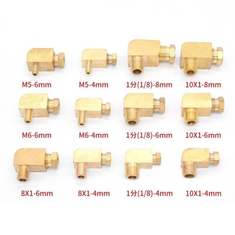 Латунные фитинги для масляных труб 4 6 8 мм M4 x 0.7, OD Tube 6mm