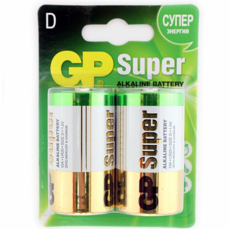 Батарейка (6шт) GP LR20 (D) Super Alkaline 1.5В щелочная(алкалиновая)(бл2)
