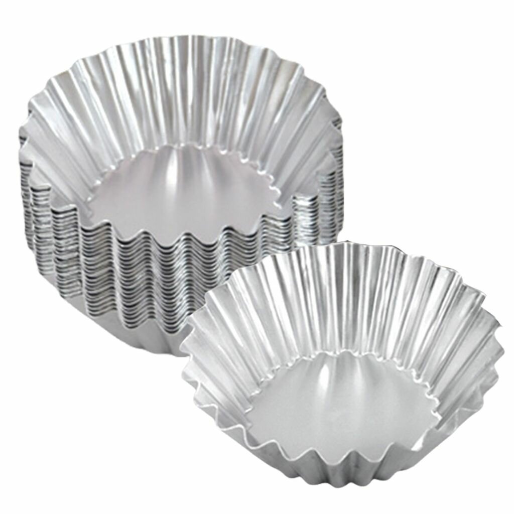 Инструменты для выпечки, Алюминиевая форма для тарталеток с рюшами, 20 штук