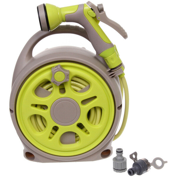 Катушка со шлангом КНР зеленая, 20 м, с адаптерами из пластика и металла