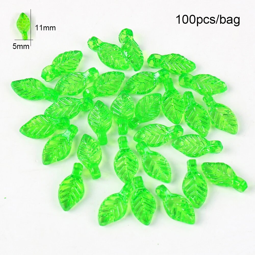 Зеленые акриловые бусины-листья для украшений 1511-0005