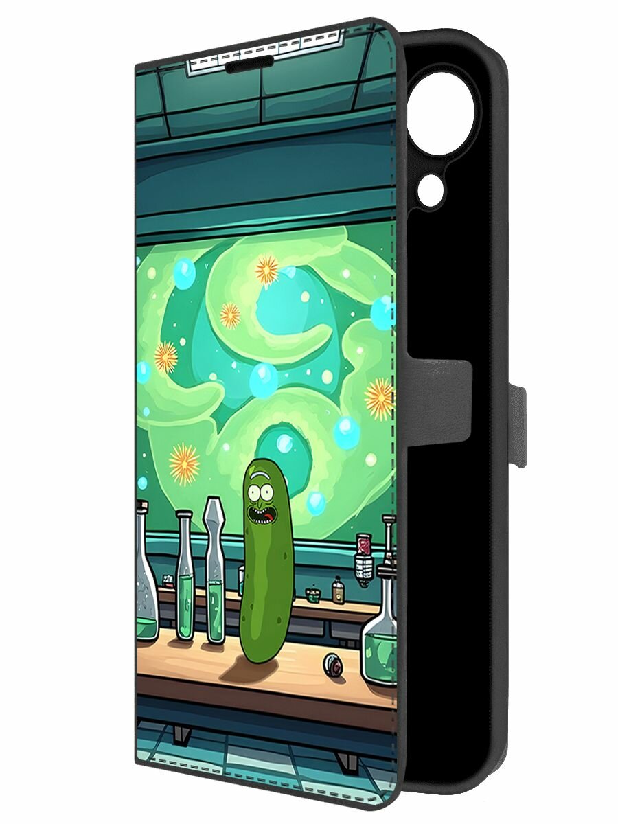 Чехол-книжка Krutoff Eco Book для TECNO Spark Go 1 Огурчик Рик (черный)