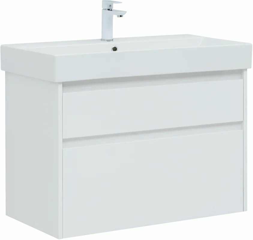 Тумба с раковиной Nova Lite 85 2 ящ. (SLIM SYNERGY) цв.бел. Глянец