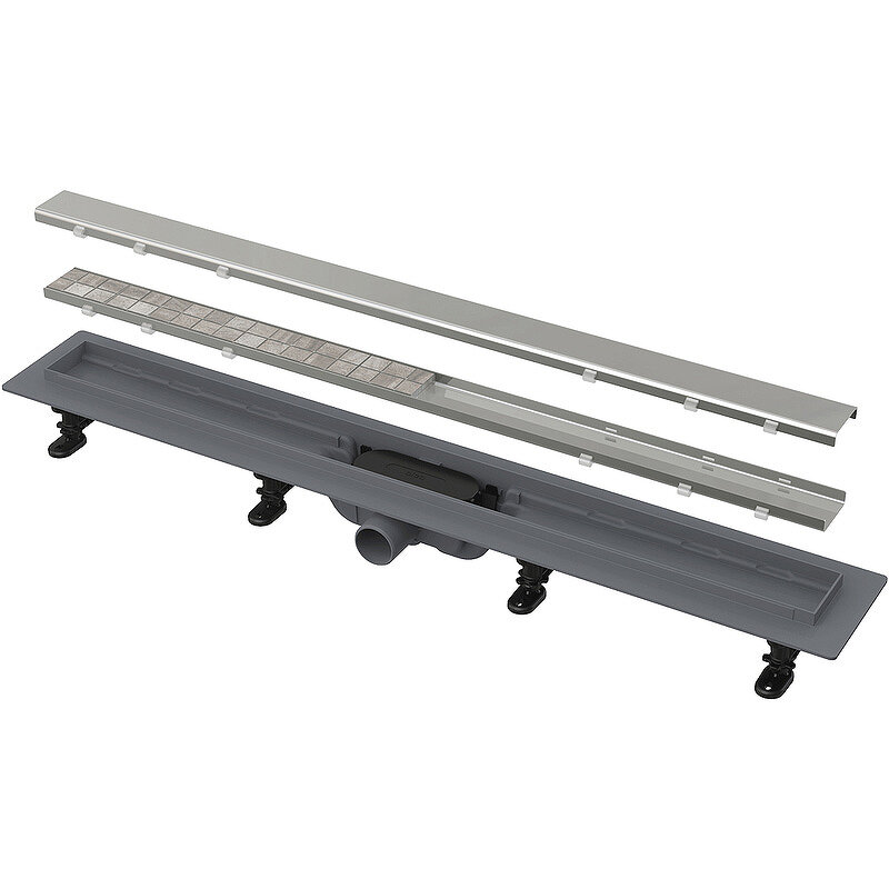 Apz19-850 водоотводящий желоб с порогами для перф. решетки или под кладку плитки Alcadrain