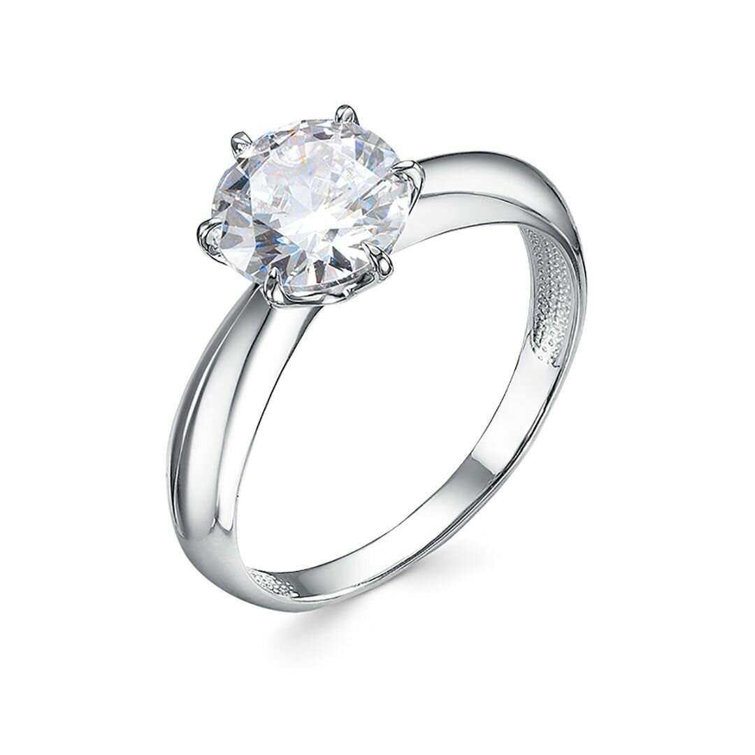 Кольцо помолвочное, серебро, 925 проба, родирование, фианит