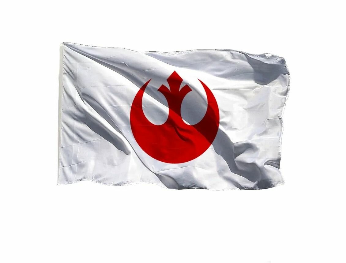 Флаг Альянса повстанцев из Звёздных войн на белом фоне, шёлк, 70х105 см - для ручного древка