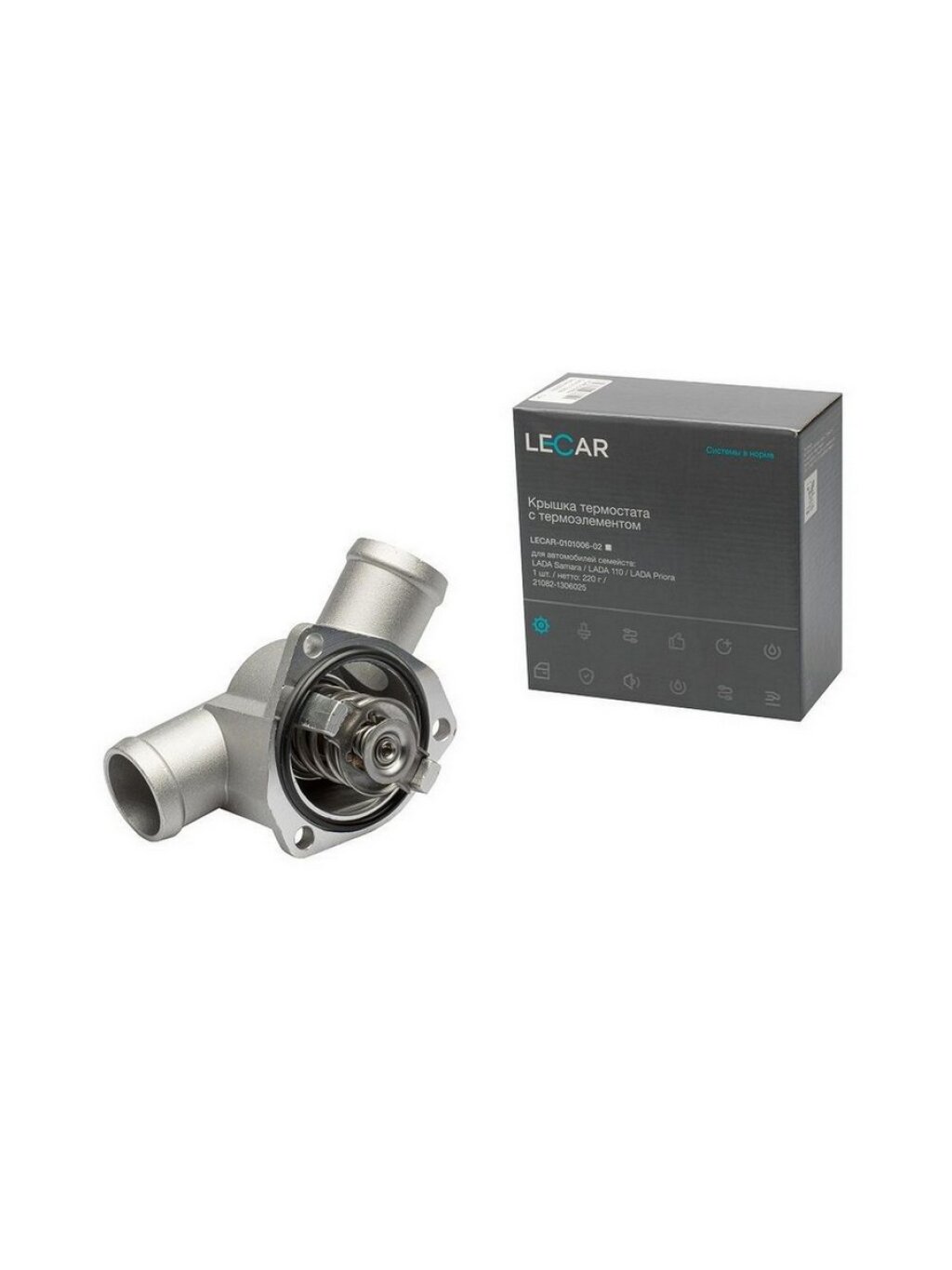 Крышка термостата для а/м ВАЗ 21082 "LECAR" с термоэлементом