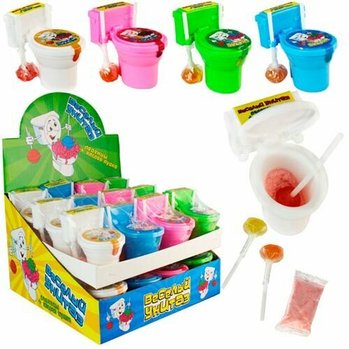 Леденец " Весёлый унитаз" с кислой пудрой. 24 штуки по 15 грамм, ВК