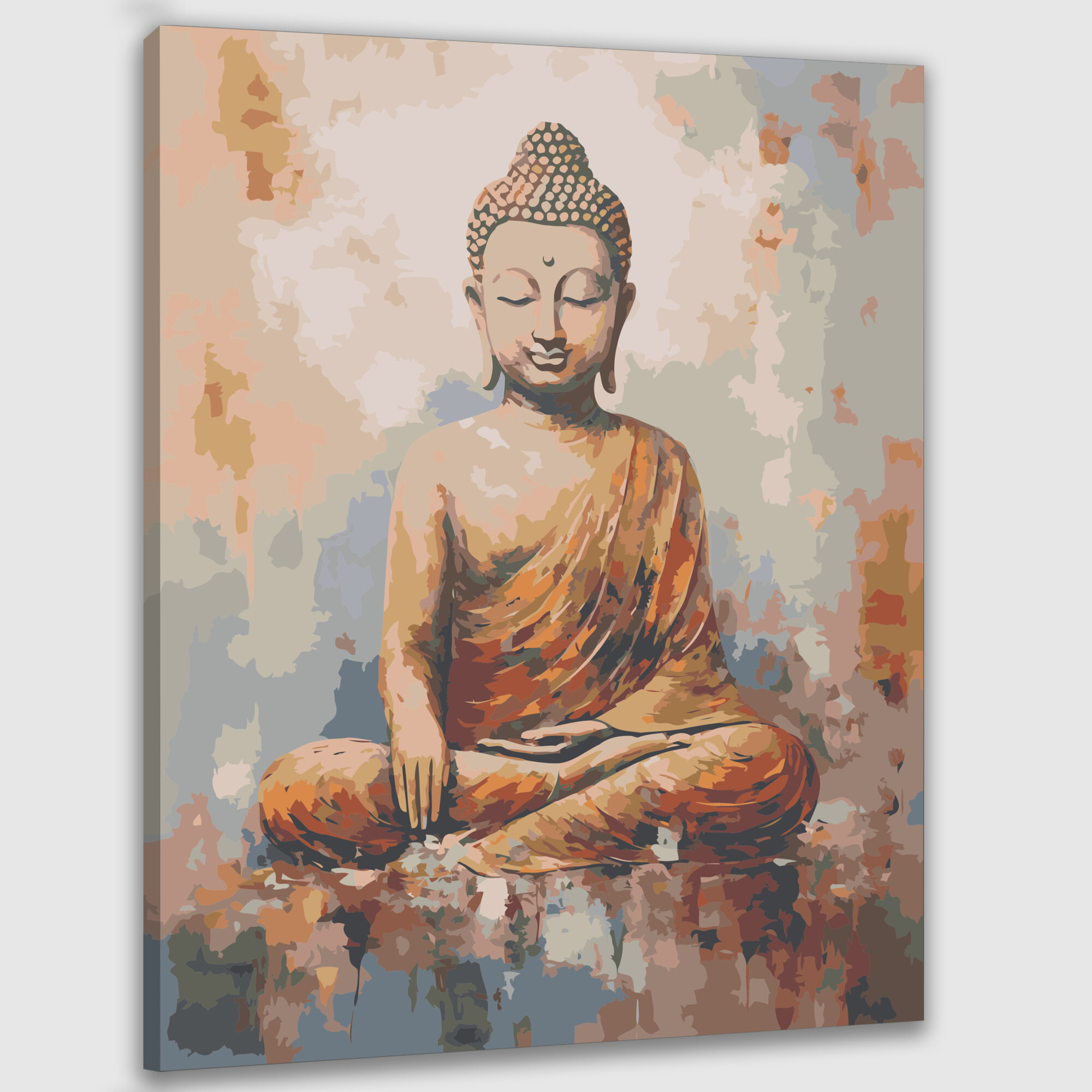 Картина по номерам 40x50 см, Будда, медитация, золотистый свет, покой, умиротворенность, нежные изгибы, гармония
