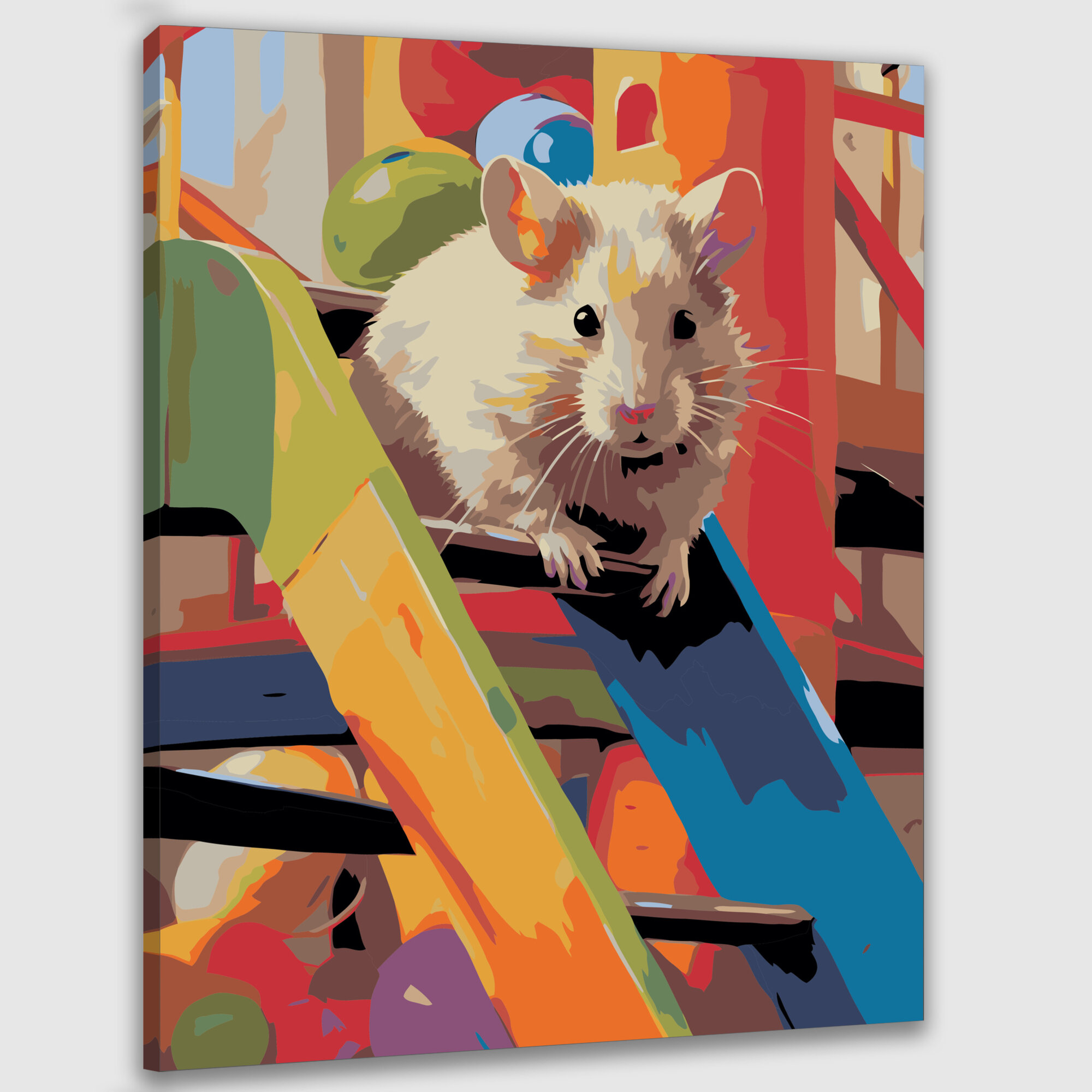 Картина по номерам 40x50 см, картина маслом, хомячок, миниатюрная игровая площа, миниатюрные лапки, горки, качели