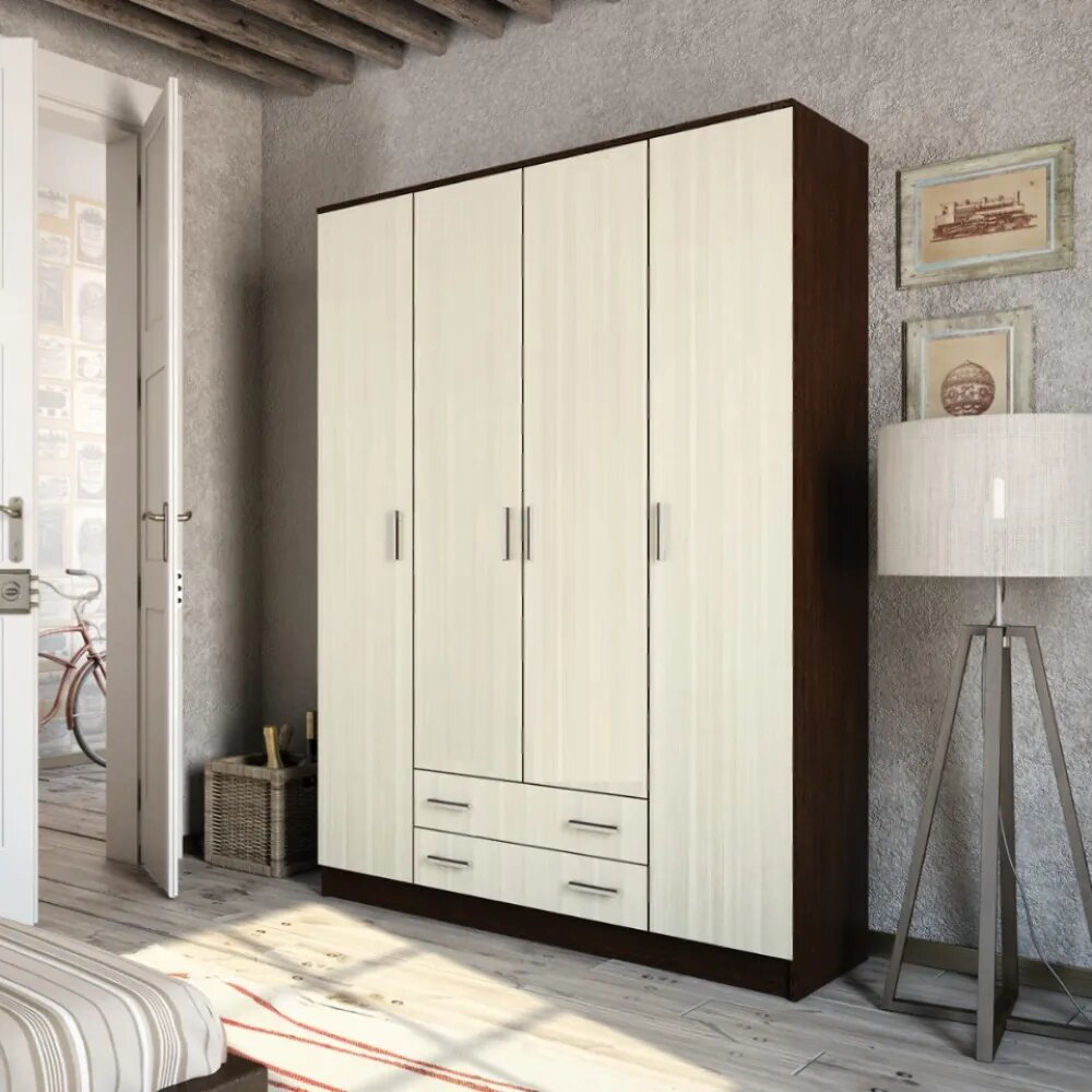 Шкаф мршр 10/Квадро без зеркал Белый/Белый