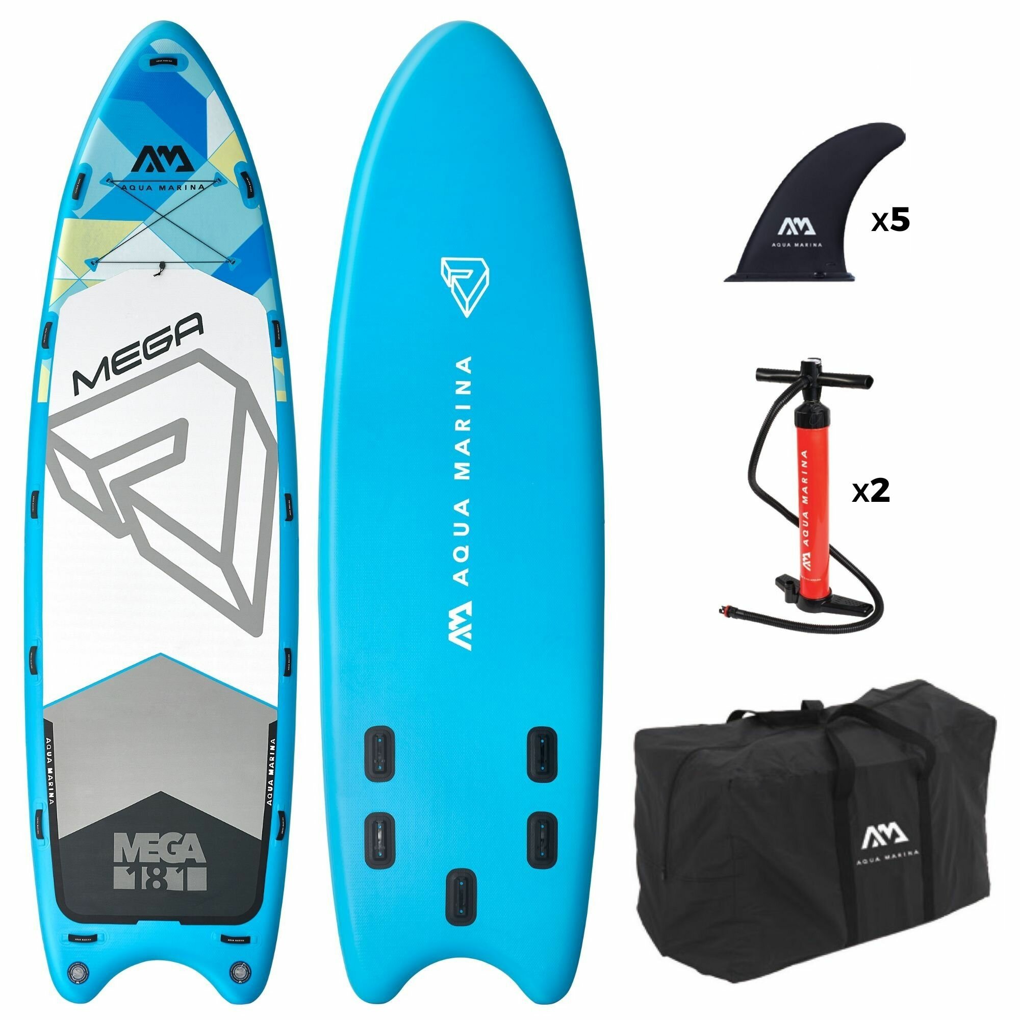 SUP-доска надувная AquaMarina MEGA BT20ME 181 (5,5м) / семейный надувной сапборд до 650кг, полный комплект