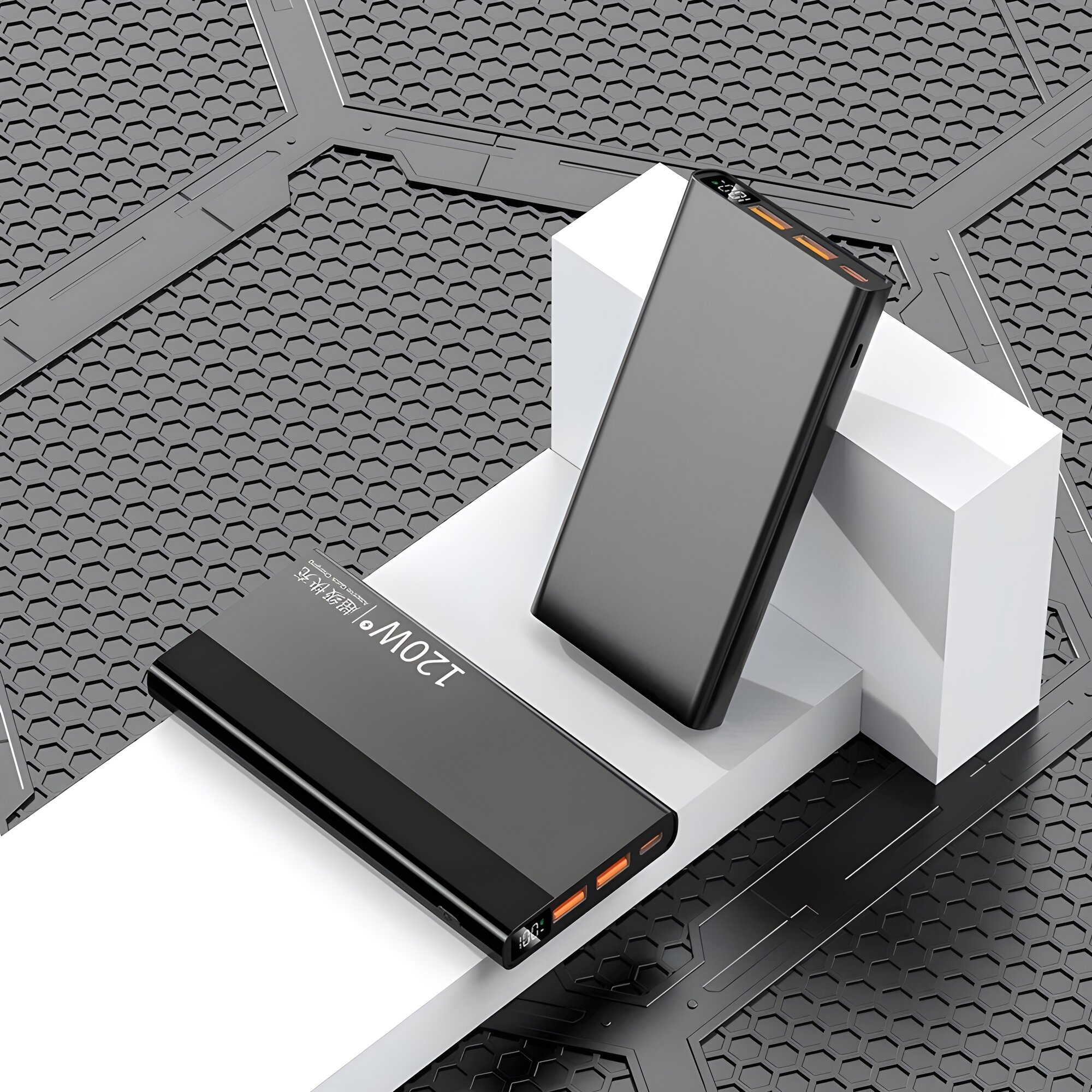 Портативный аккумулятор 50000 мА·ч, 120 Вт, быстрая зарядка, дисплей, черный