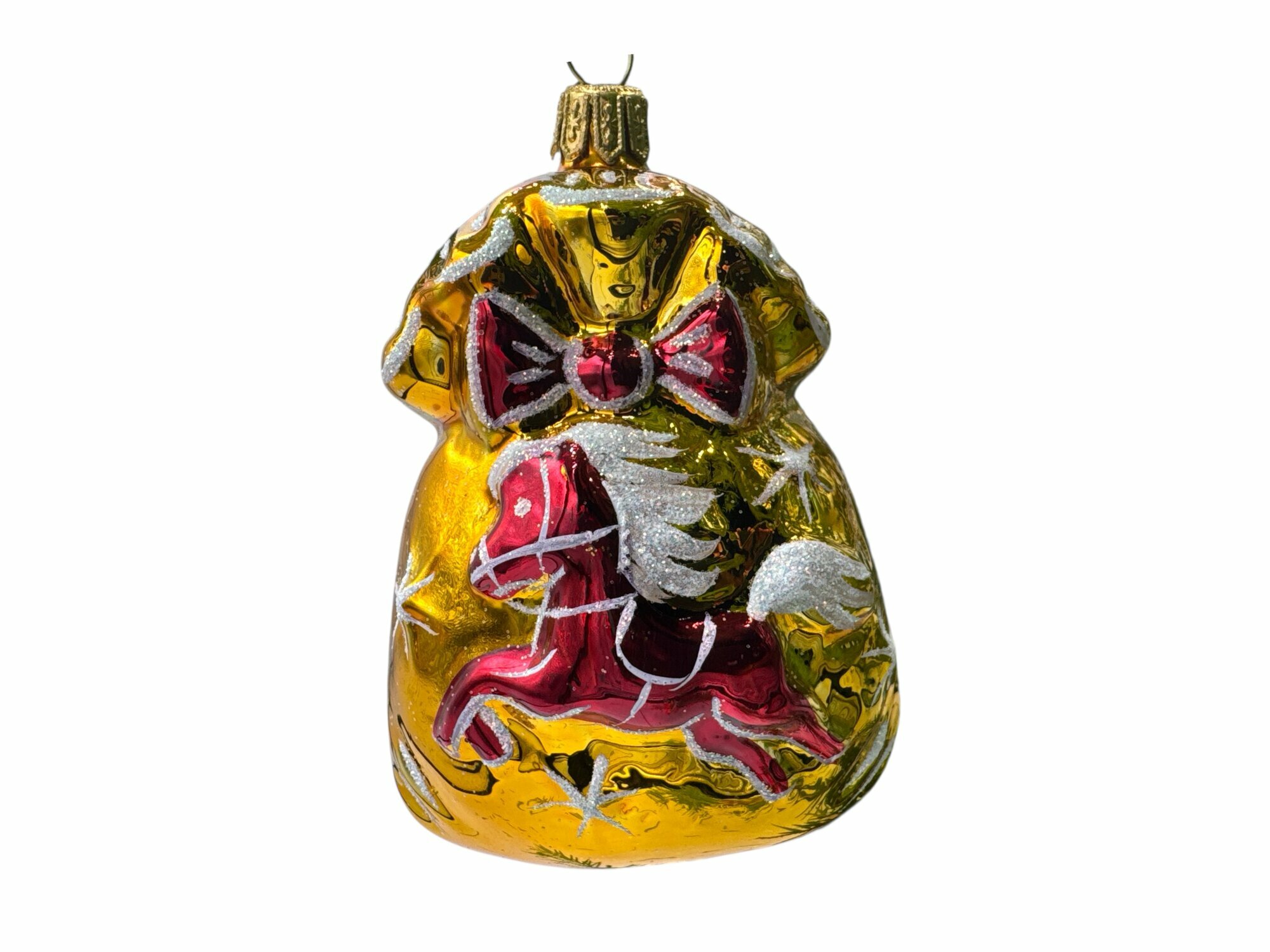 Стеклянная елочная игрушка на елку "Подарок " Клинской фабрики елочных игрушек "Елочка"