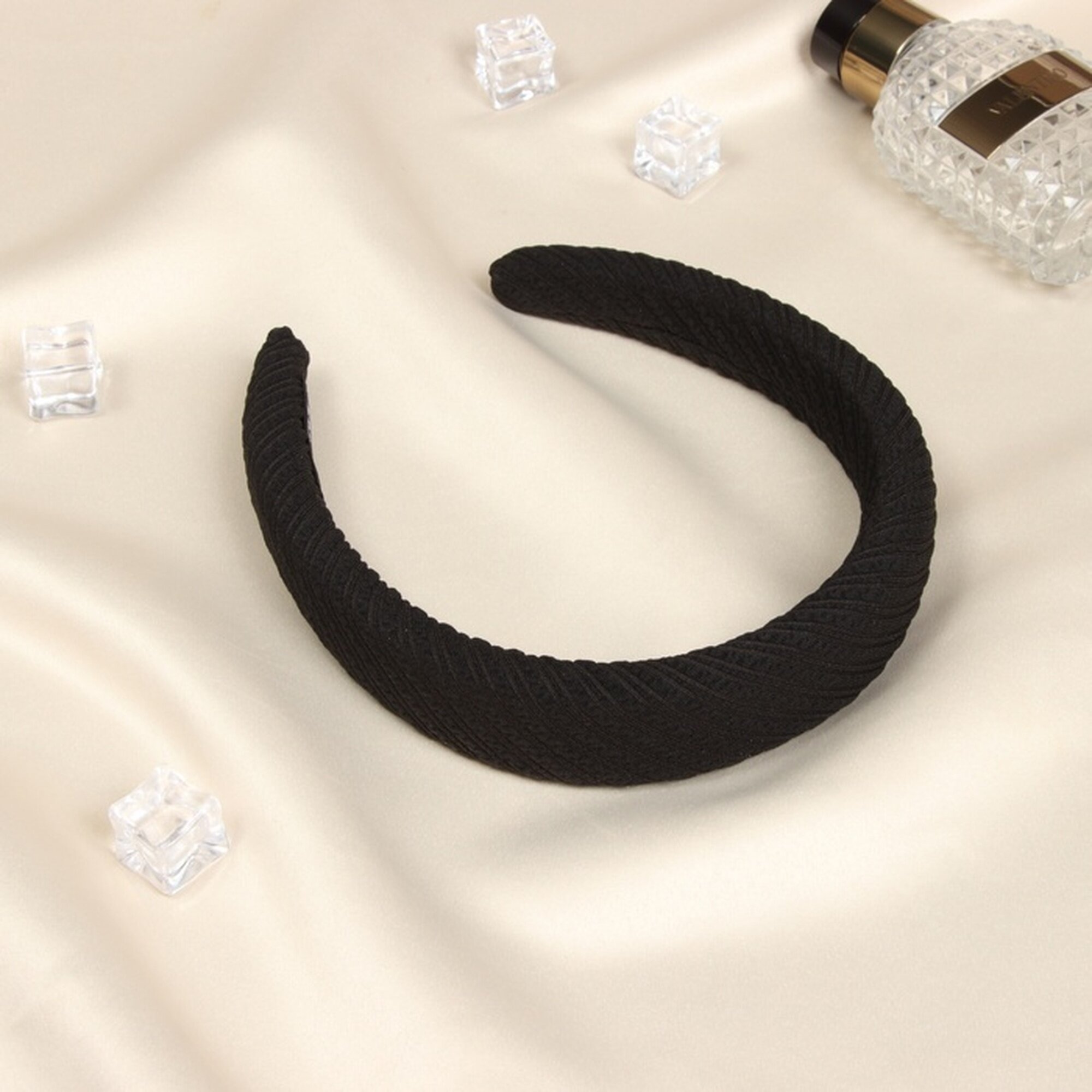 Ободок для волос Queen Fair «Жаннет», классик орнамент, текстиль, пластик, черный, 3 см