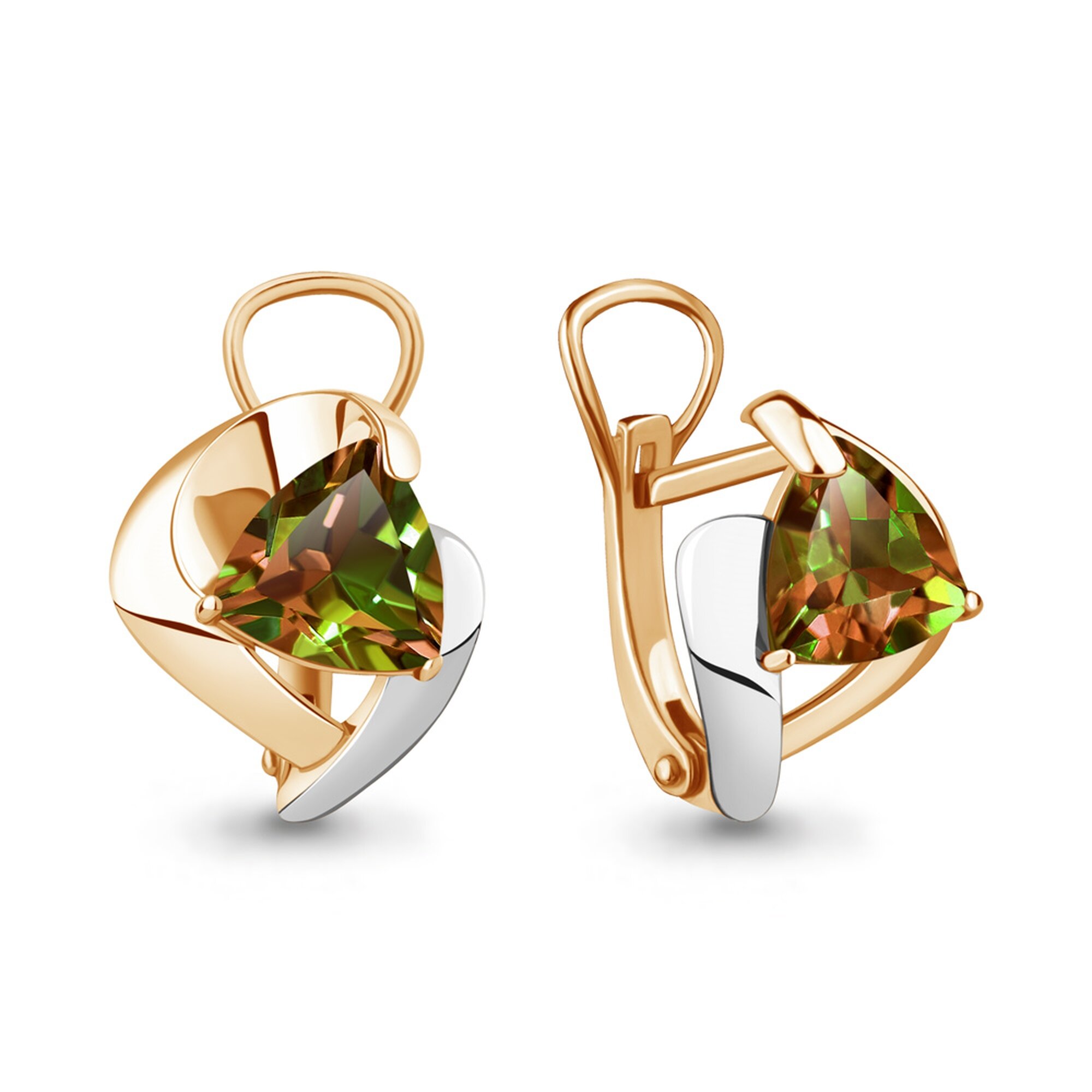 Серьги, серебро, 925 проба, золочение, султанит