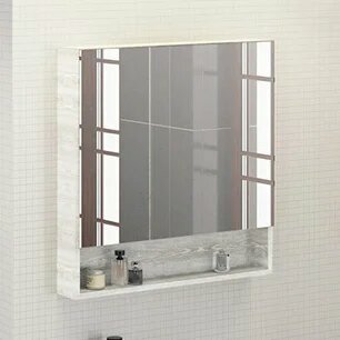 Зеркало-шкаф Comforty Никосия 80 с боковыми полками, 80 см, зеркало настенное в ванную