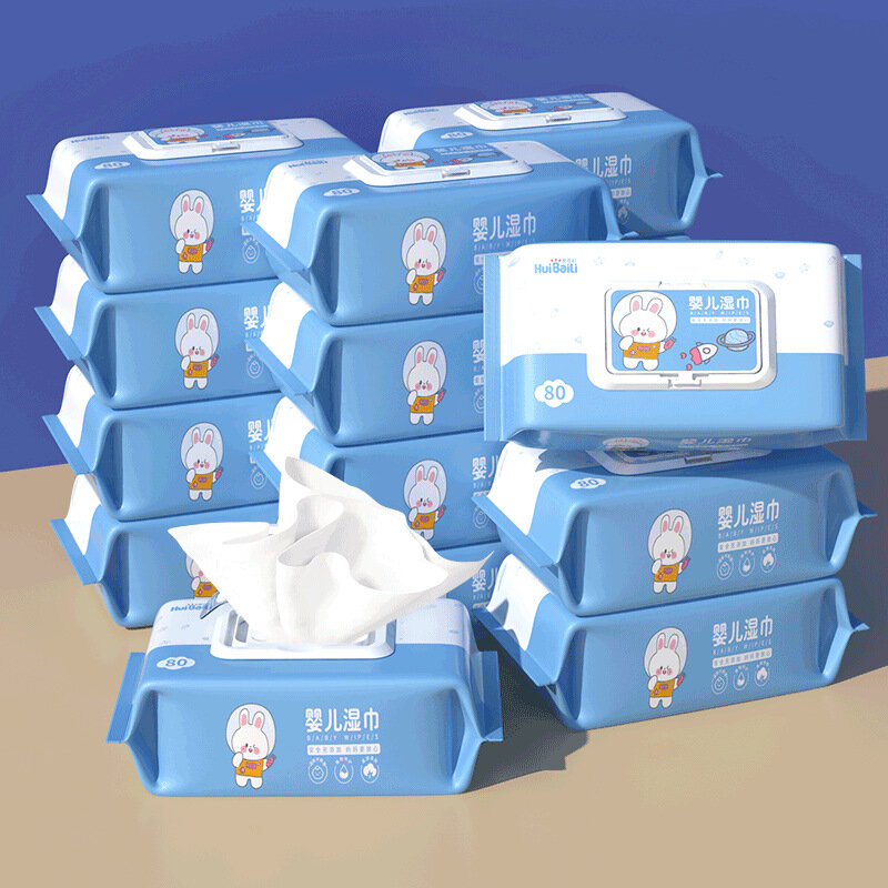 Салфетки влажные детские c Витамином Е с клапаном, 80 шт.*10 упаковок с крышкой