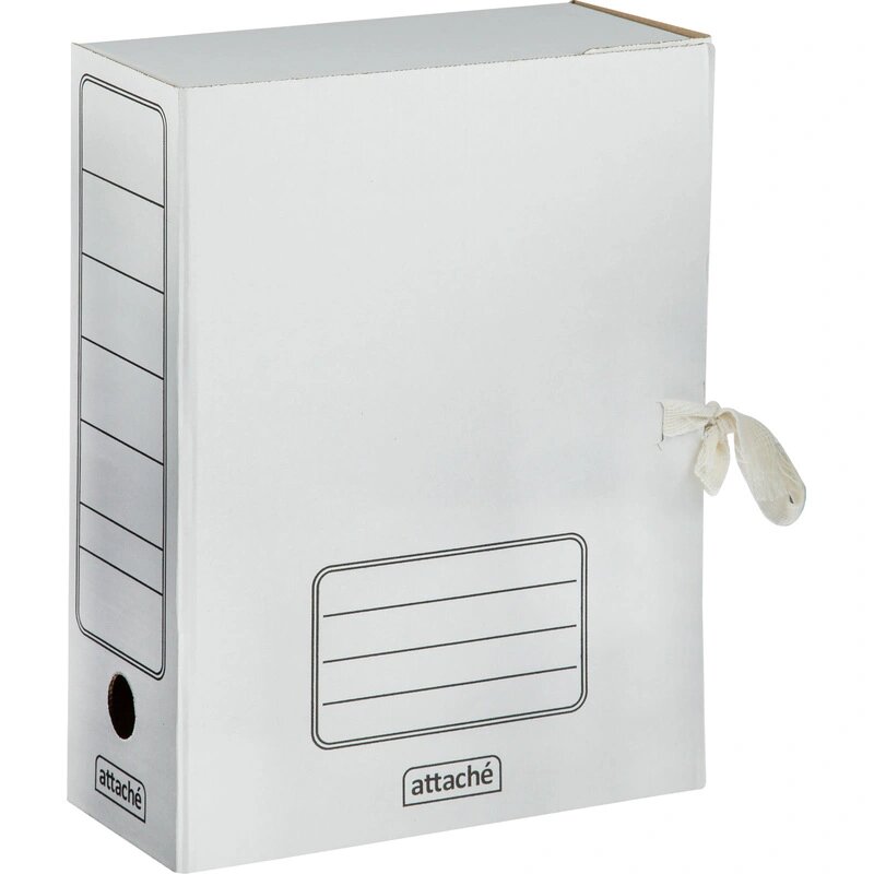 Короб архивный белый ATTACHE 100мм гофрокартон, 1/5шт, с завязками