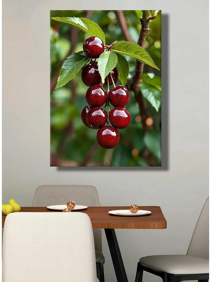 Картина "Вишневый рай", для интерьера 50х70см 1шт, на деревянном подрамнике