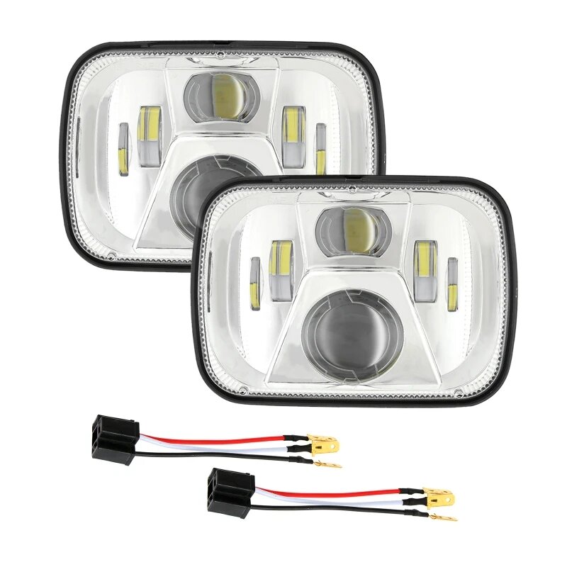 Прямоугольная светодиодная фара 7x6 5x7 дюймов с дальним/ближним светом DRL для внедорожников/грузовиков Chrome