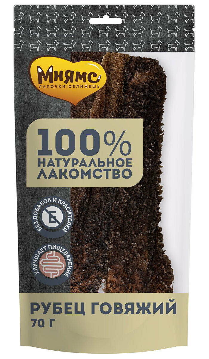 Лакомство Мнямс для собак рубец говяжий сушеный, 70 гр