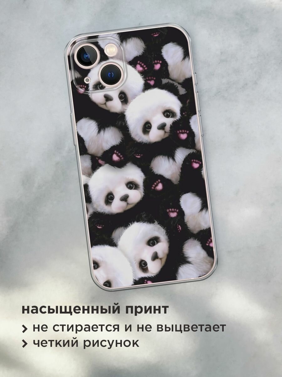 Силиконовый чехол на Apple iPhone 13 / Айфон 13 с принтом "Море панд" — фото 1