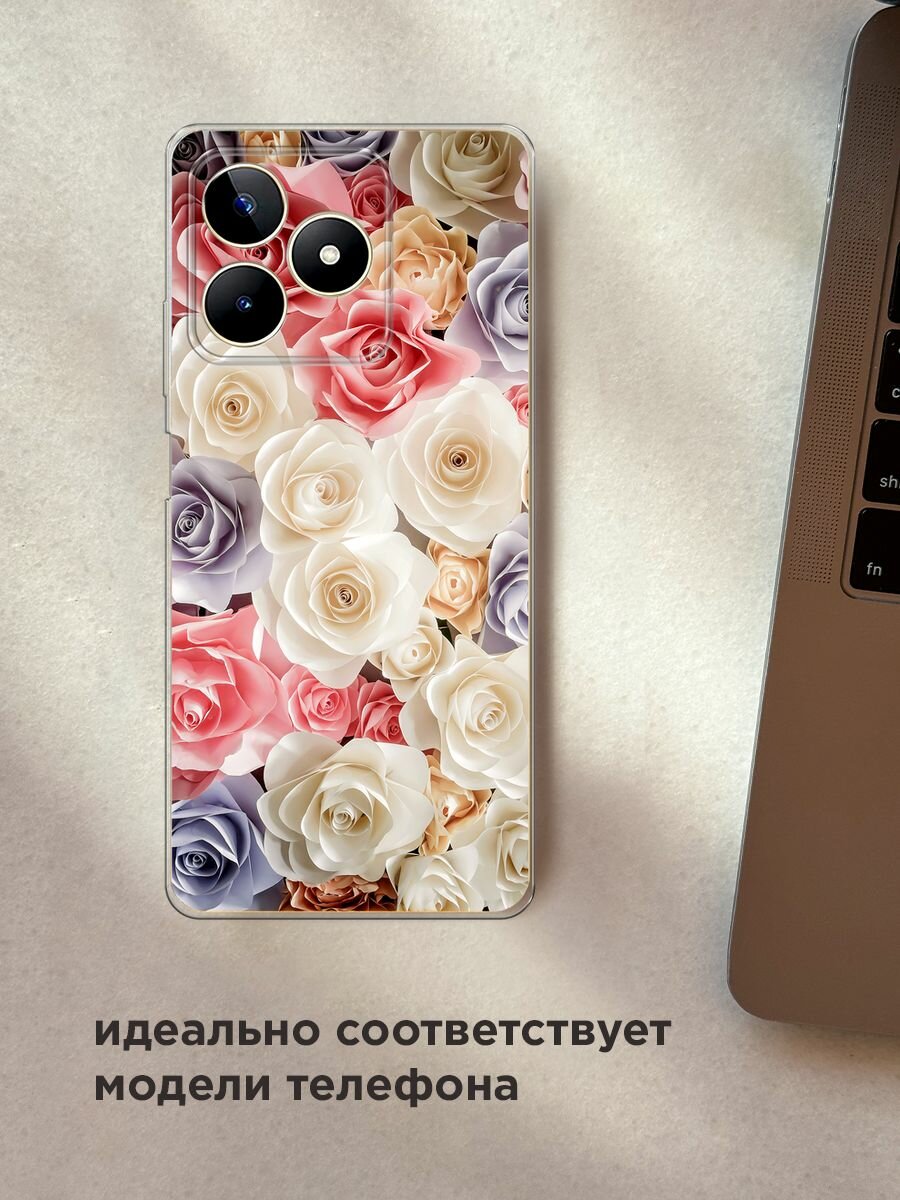 Чехол на Realme C53/C51 / Реалми С53/С51 с принтом "Пастельные розы" — фото 1