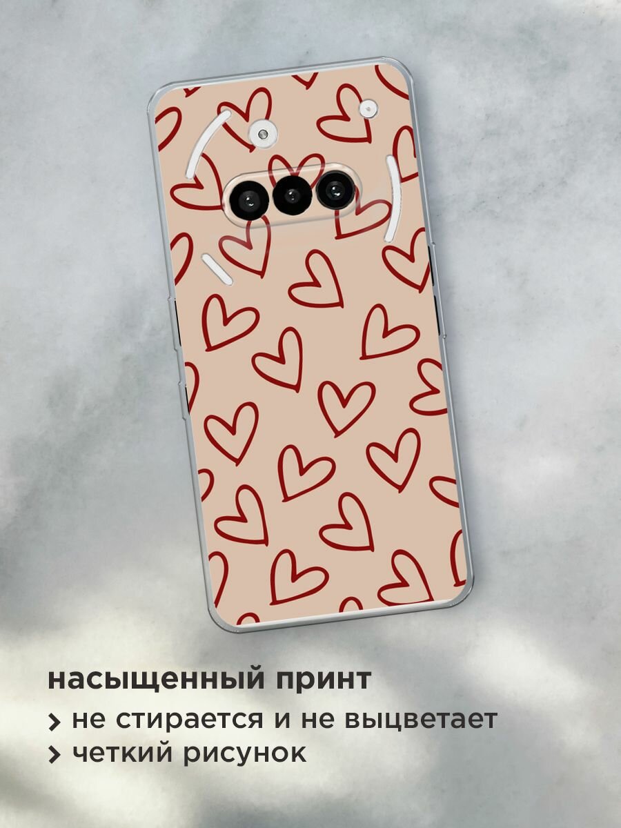 Чехол на Nothing Phone 3a / Нотинг Фон 3а с принтом "Little hearts doodles 1 - 14 февраля" — фото 1