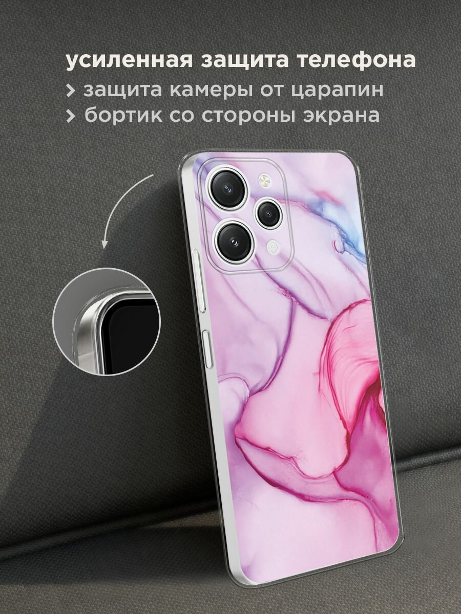Чехол на Xiaomi Redmi 12 / Сяоми Редми 12 с принтом "Розовые мраморные разводы" — фото 1