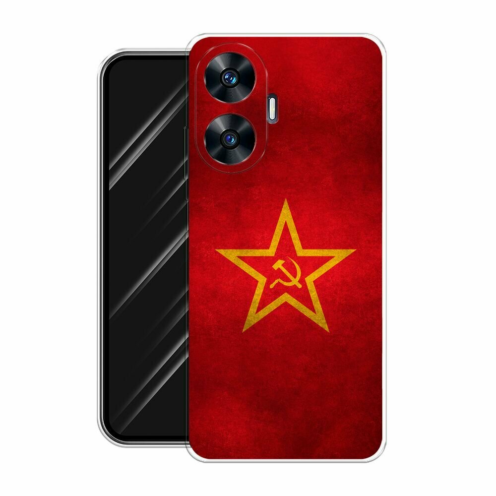 Силиконовый чехол на Realme C55 / Реалми C55 с принтом "Красное знамя" — фото 1