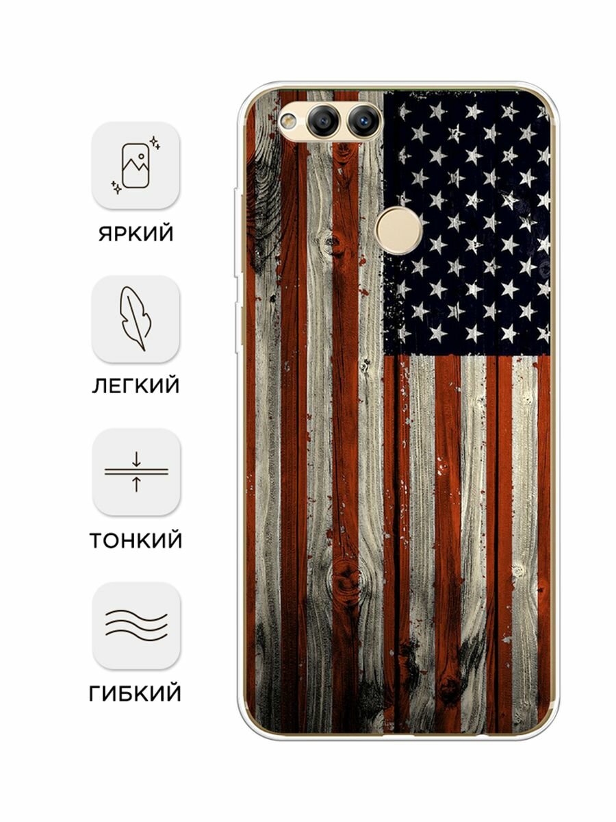 Силиконовый чехол на Honor 7X / Хонор 7Х с принтом США — фото 1