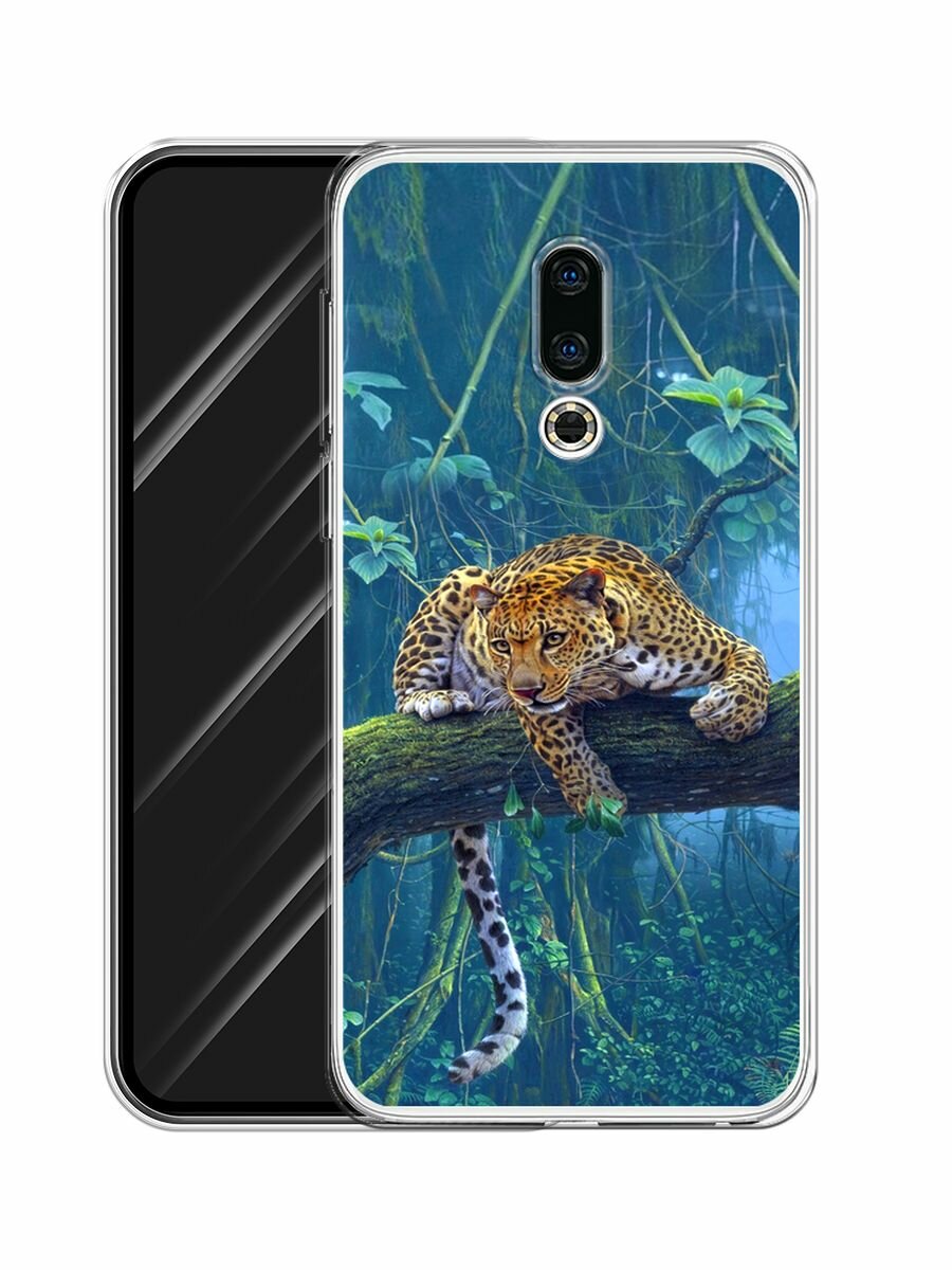 Чехол на Meizu 16th / Мейзу 16th с принтом "Леопард охотник" — фото 1