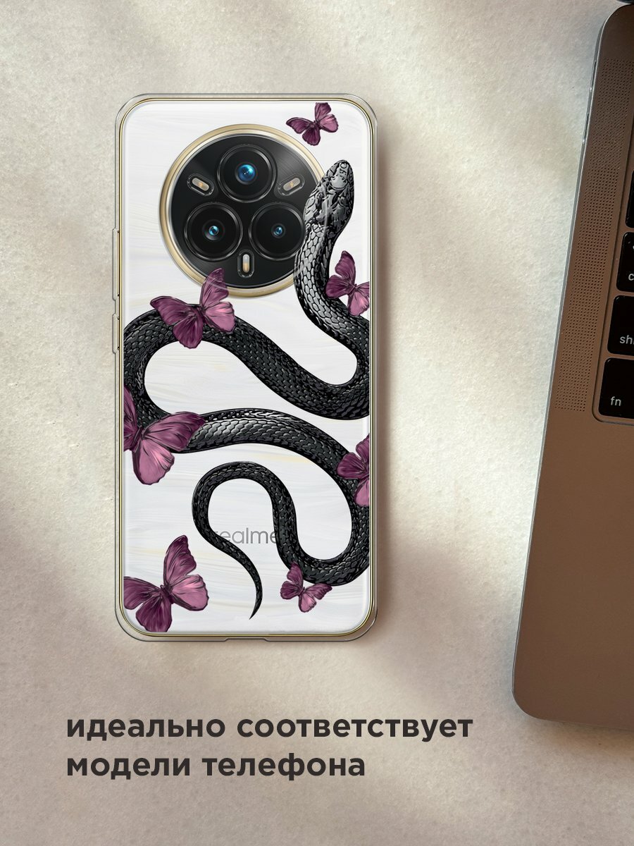 Чехол на Realme 14 Pro+ / Реалми 14 Про+ с принтом "Snake and butterflies 2" — фото 1