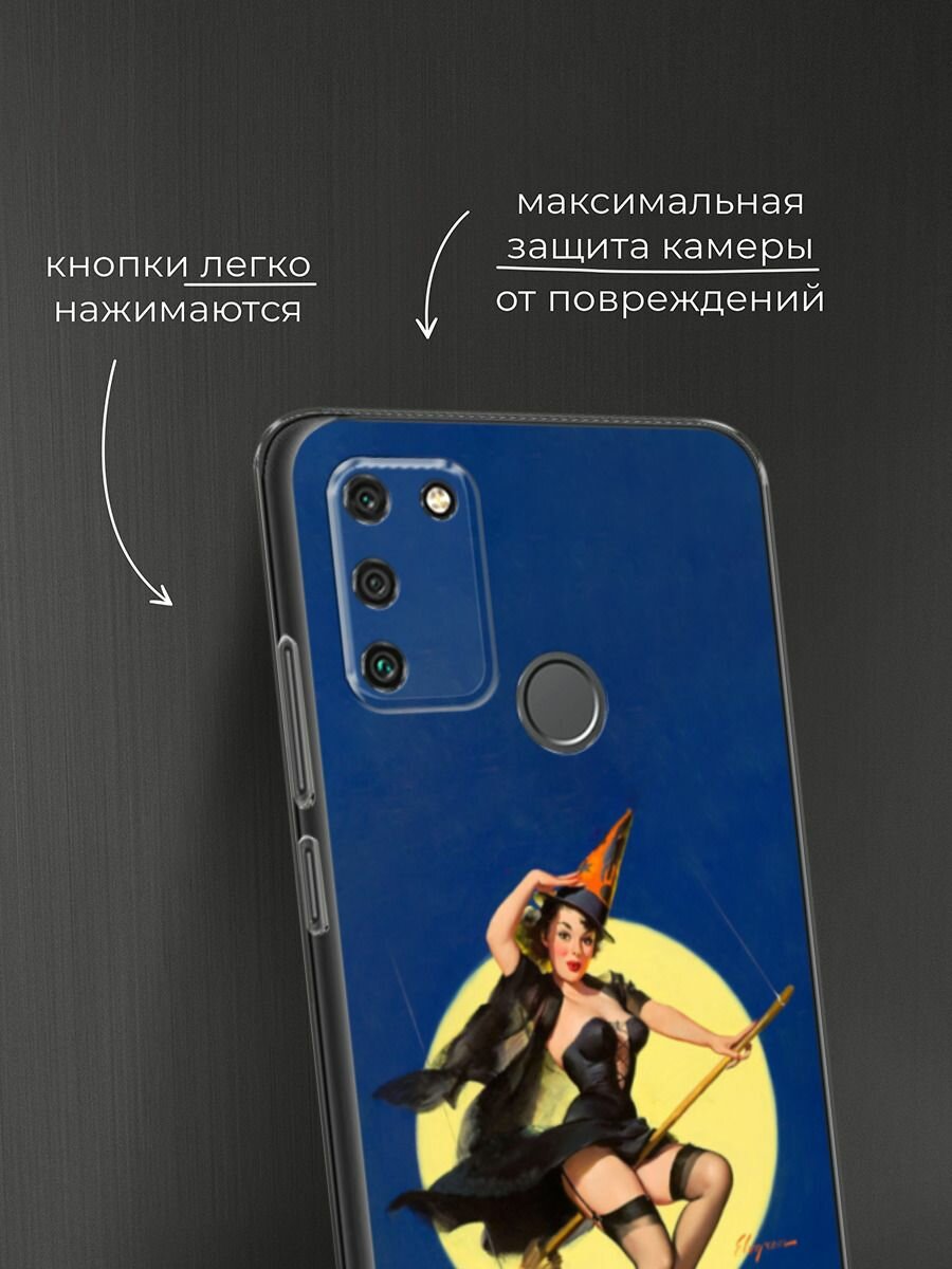 Силиконовый чехол на Honor 9A / Хонор 9А с принтом "Pin-Up Witch" — фото 1