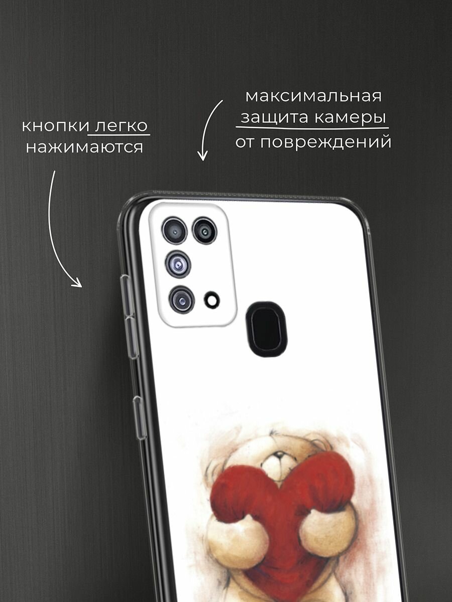 Чехол на Samsung Galaxy M31 / Самсунг Галакси М31 с принтом "Мишка с сердцем 1" — фото 1