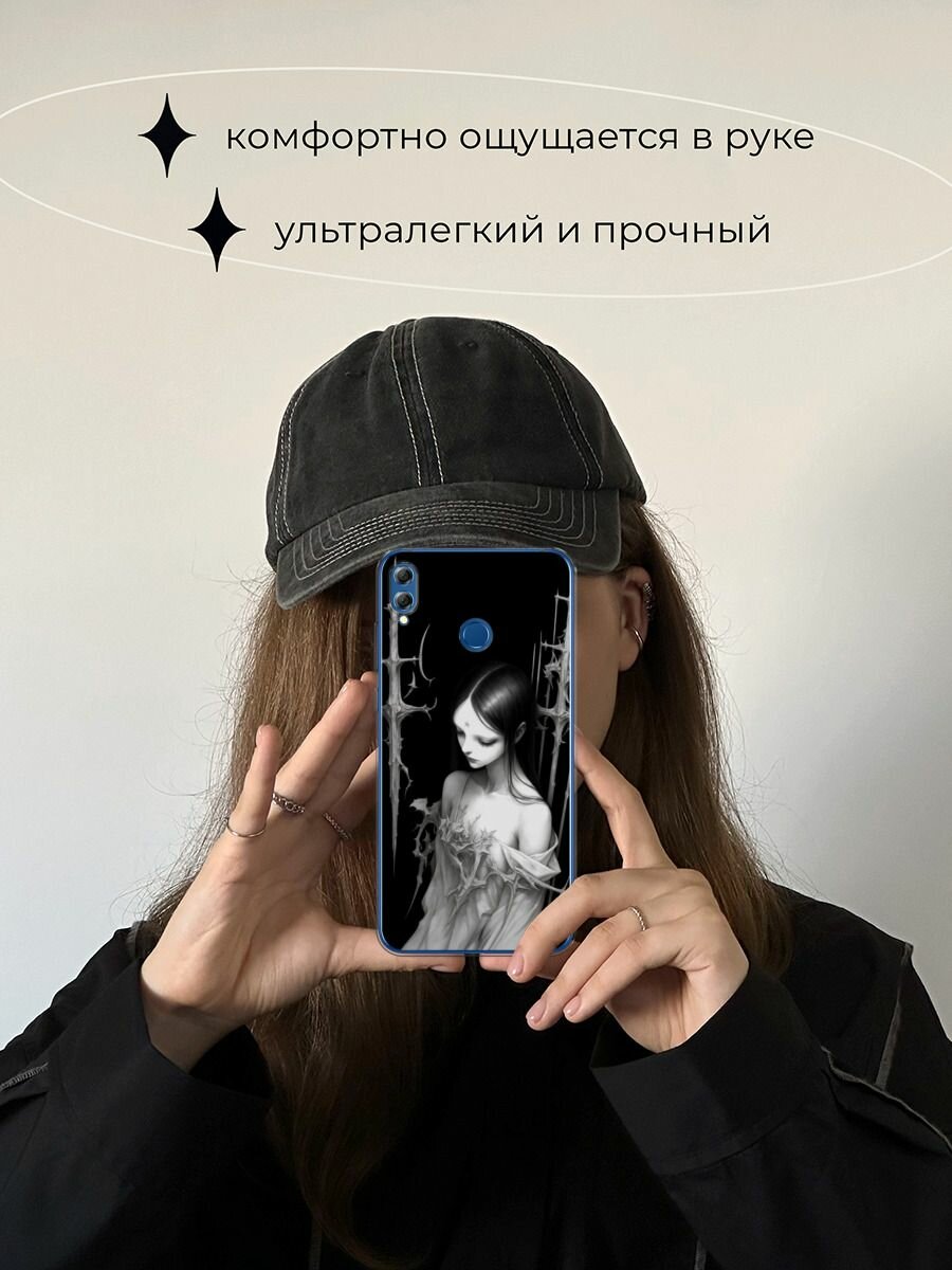 Чехол на Honor 8X / Хонор 8Х с принтом "Грустная готическая девушка" — фото 1