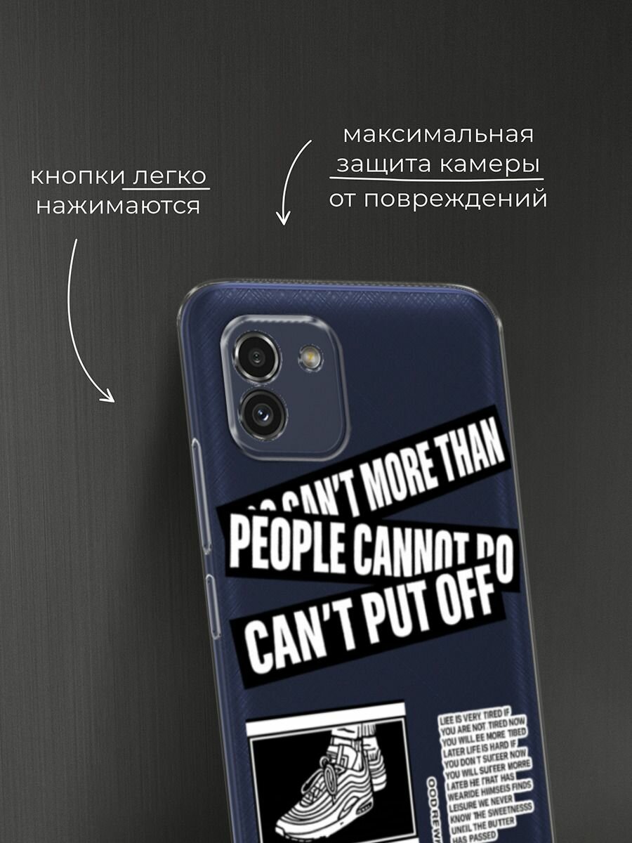 Чехол на Samsung Galaxy A03 / Самсунг Галакси А03 с принтом "I like it", прозрачный — фото 1