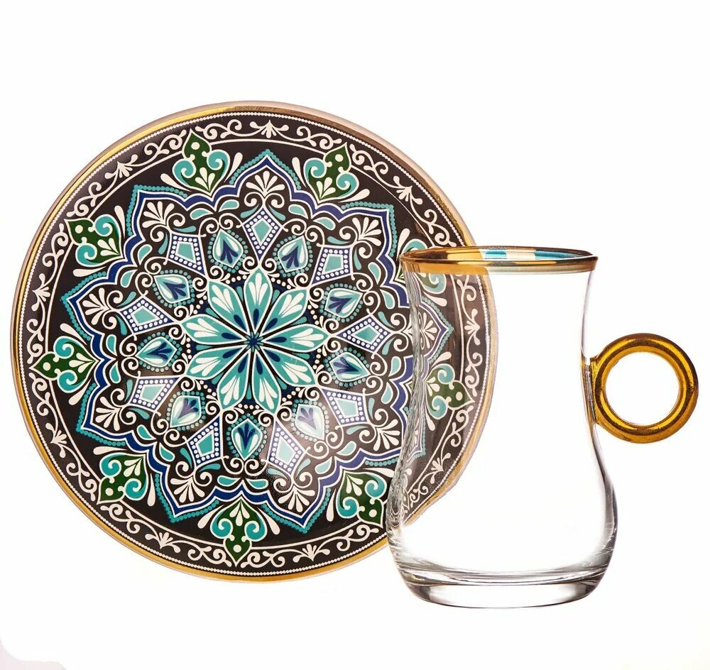 Demmex Стакан армуды для чая 100 мл 6 шт голубой