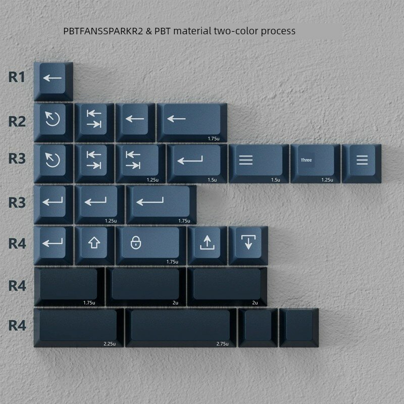 Коллекционные кейкапы PBTFANS для механических клавиатур, набор 40 шт, оригинальная высота, материал PBT/ABS Spark R2