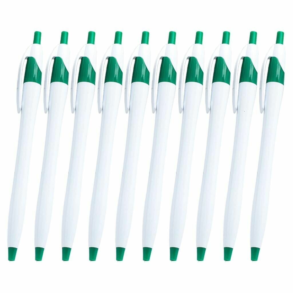 10 шариковых ручек с клипом, Зеленый