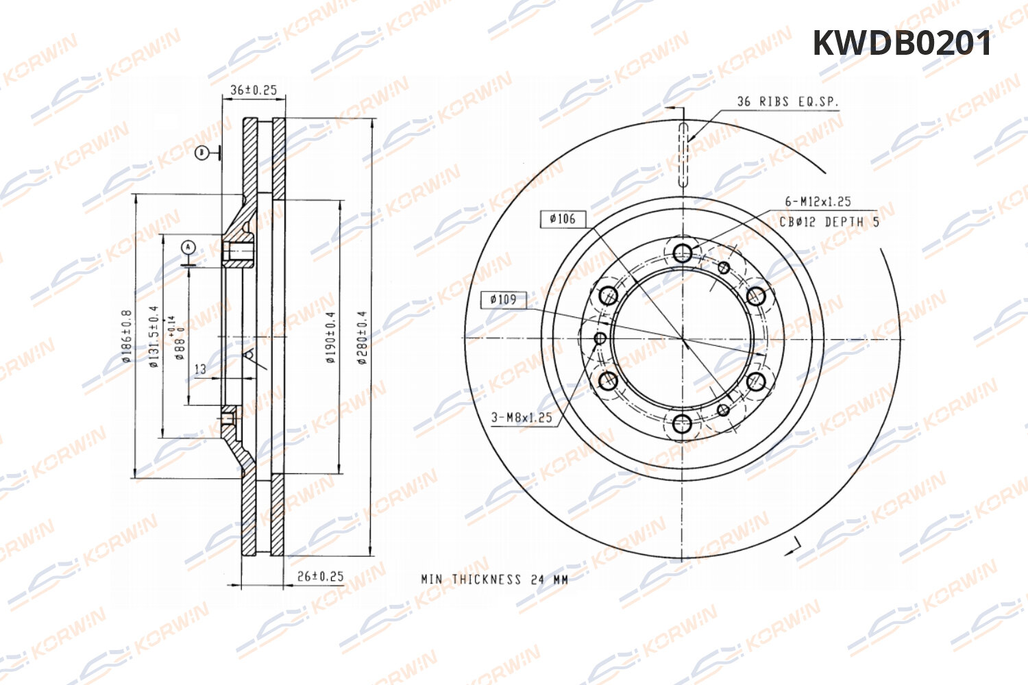 Диск тормозной передний Great Wall Safe, Hover H5, H3 (2.0L) Sailor, Wingle 3, 5