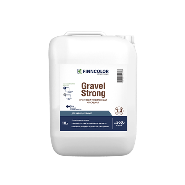 Грунтовка FINNCOLOR Gravel strong фасадная укрепляющая 10л