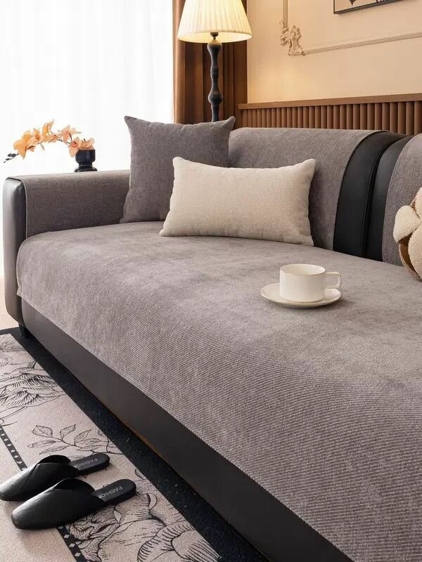 Дивандек накидка 90х280 см покрывало на диван кресло (90х280 /Серый)