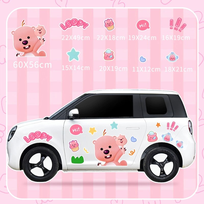 Наклейки на кузов автомобиля Panda mini, липкие, в виде лоуипа, рубинового маленького бобра, для декора кузова,