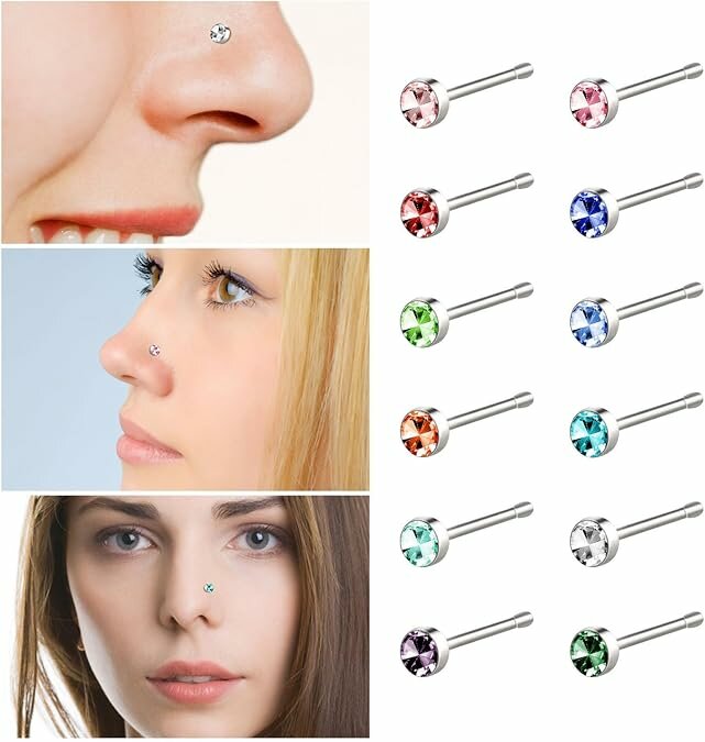 60ШТ Шпильки Кольца Для Носа Костяной Стержень Из Нержавеющей Стали Цветная Булавка Ювелирные Изделия Пирсинг Носа