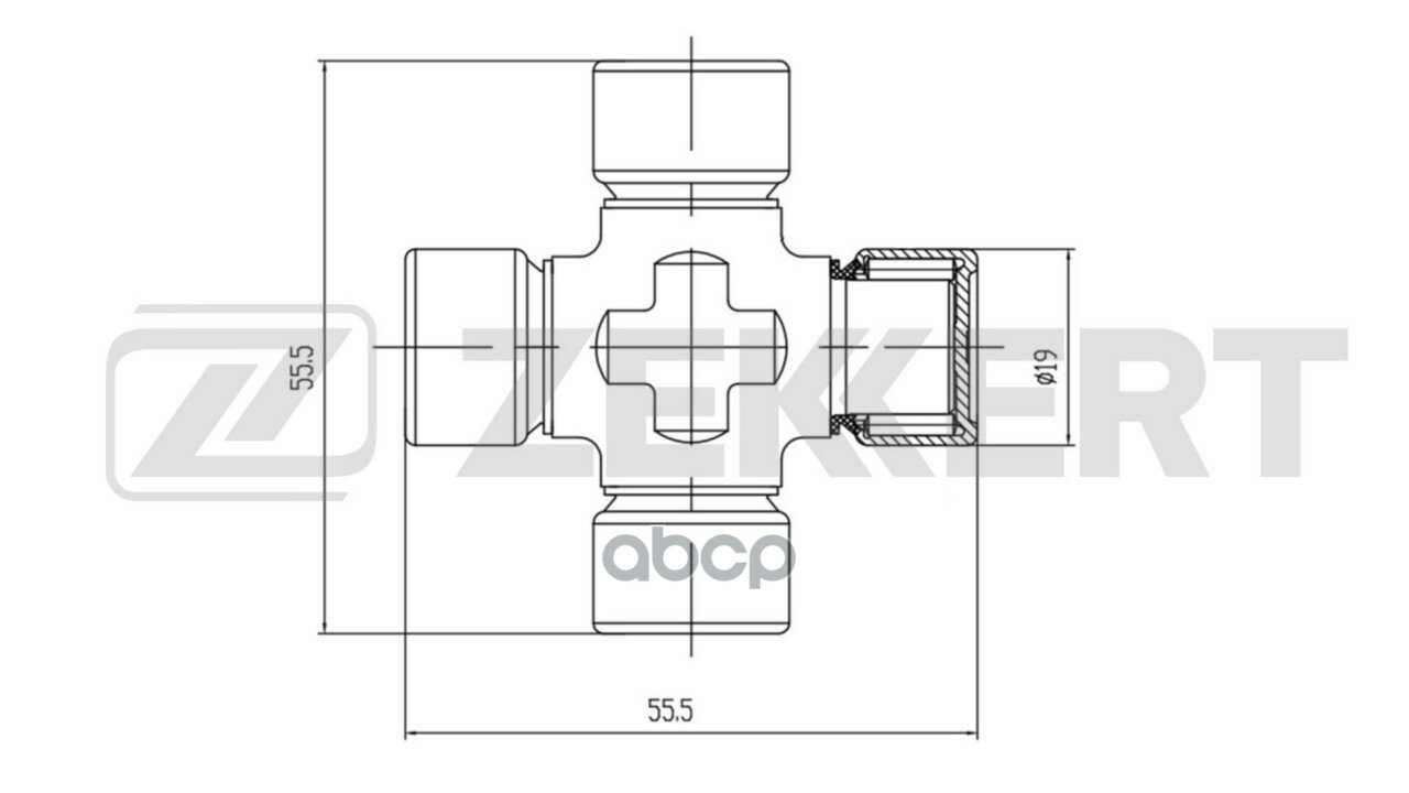 Крестовина карданного вала 19 05x55 50 / Dacia Duster 10- Zekkert арт. kg-1145