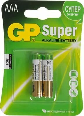 Батарейка LR03/AAA 1,5В 24А алкаин. блистер 2шт (80) Super GP 489119900041